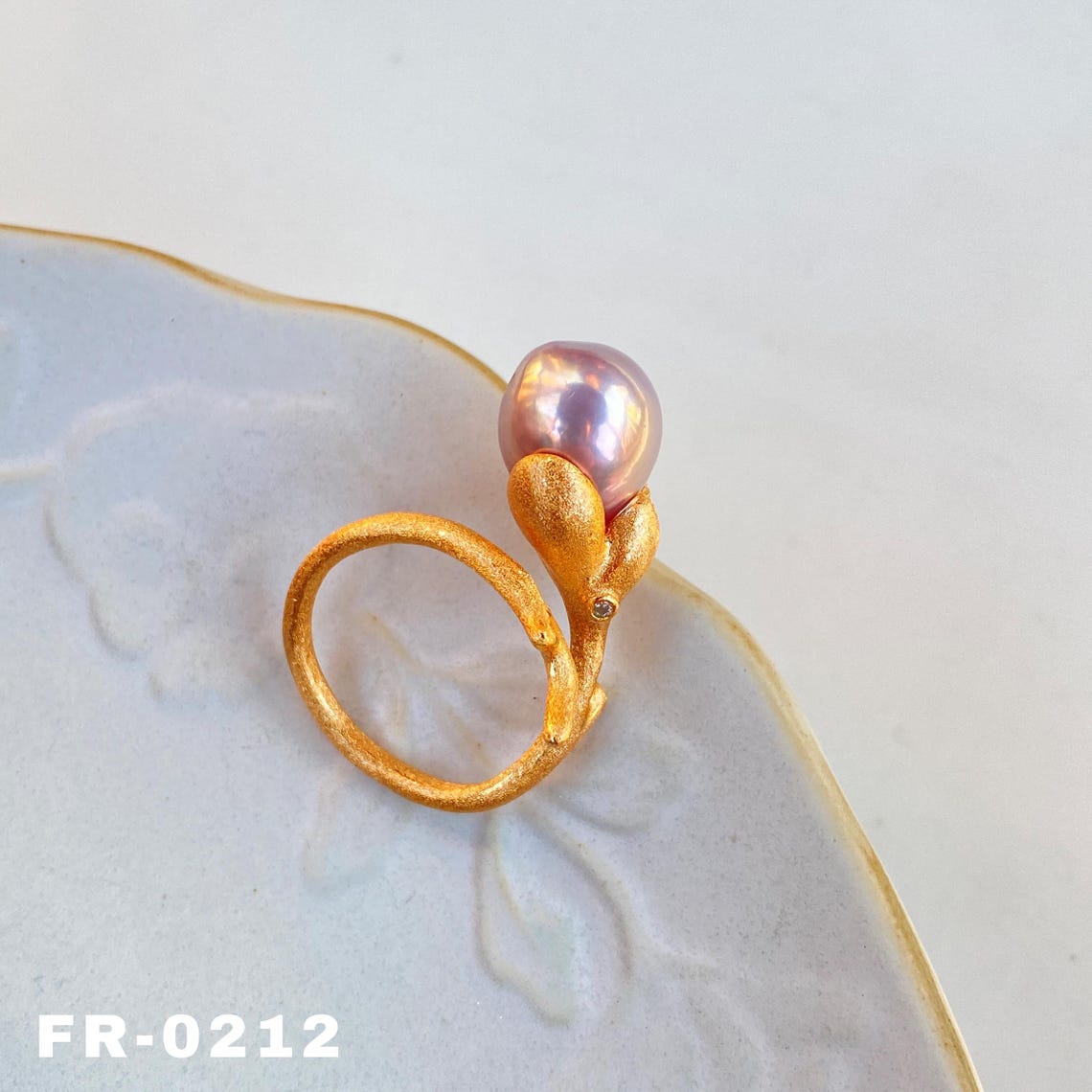 10mm Large Natural Freshwater Purple Pink Edison Pearl Ring ...