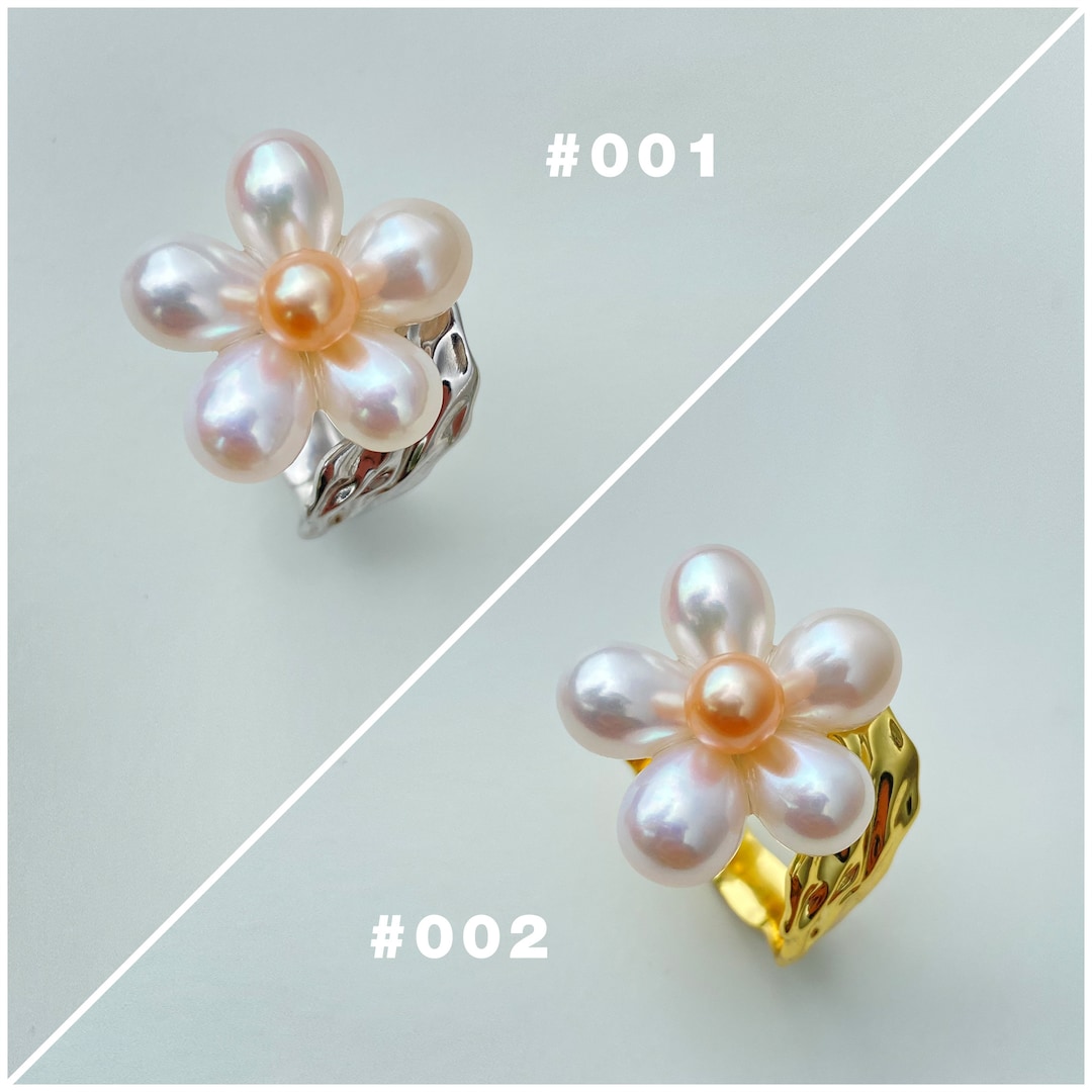 Handmade Nature Unique Freshwater Pearl Ring / Lovely Flower Ring ...
