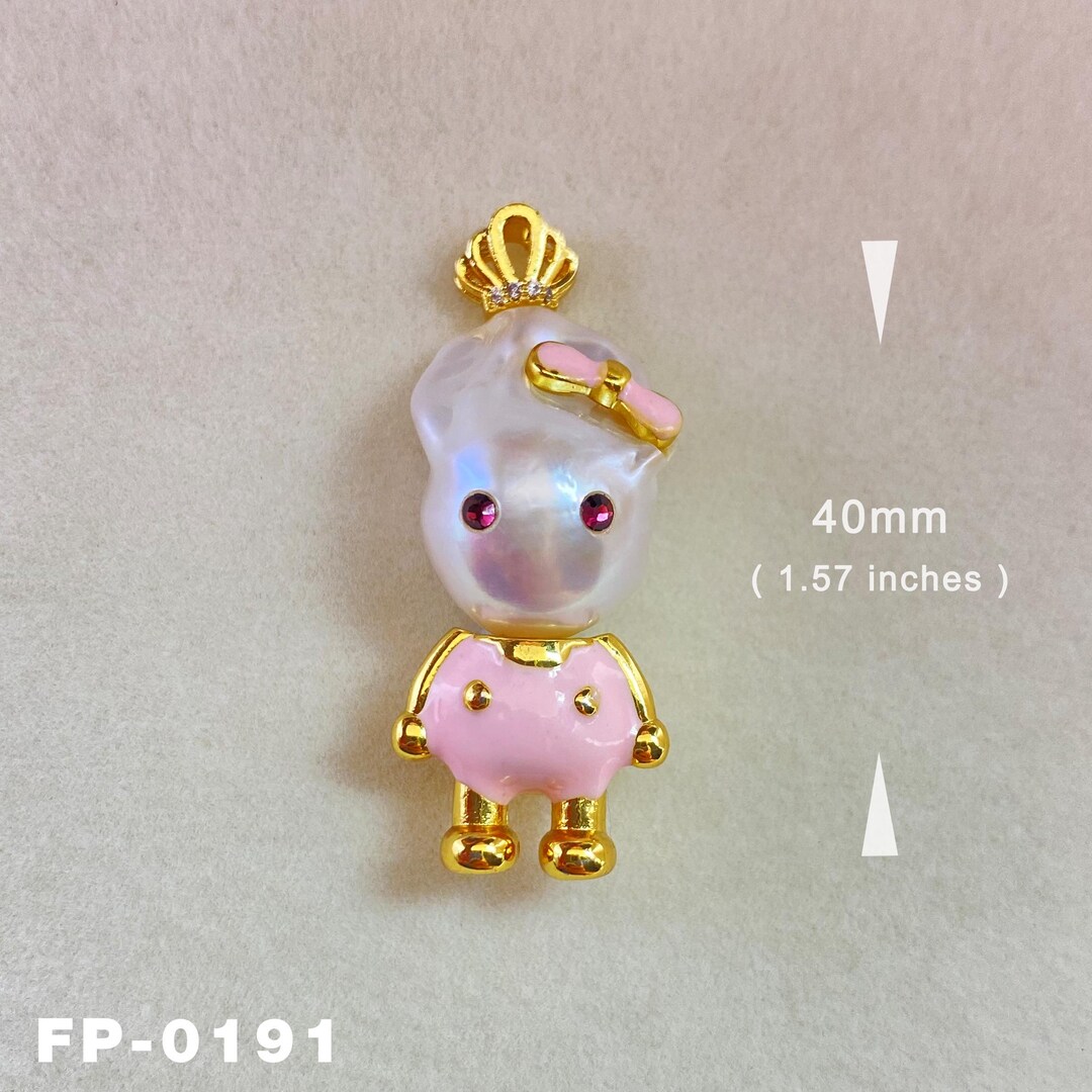 Bubble Mart Style Girl Pearl Pendant / Freshwater Baroque Pearl Charm ...