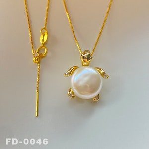 Handmade Sea Turtle Pendant Necklace With Natural Freshwater Pearl ...