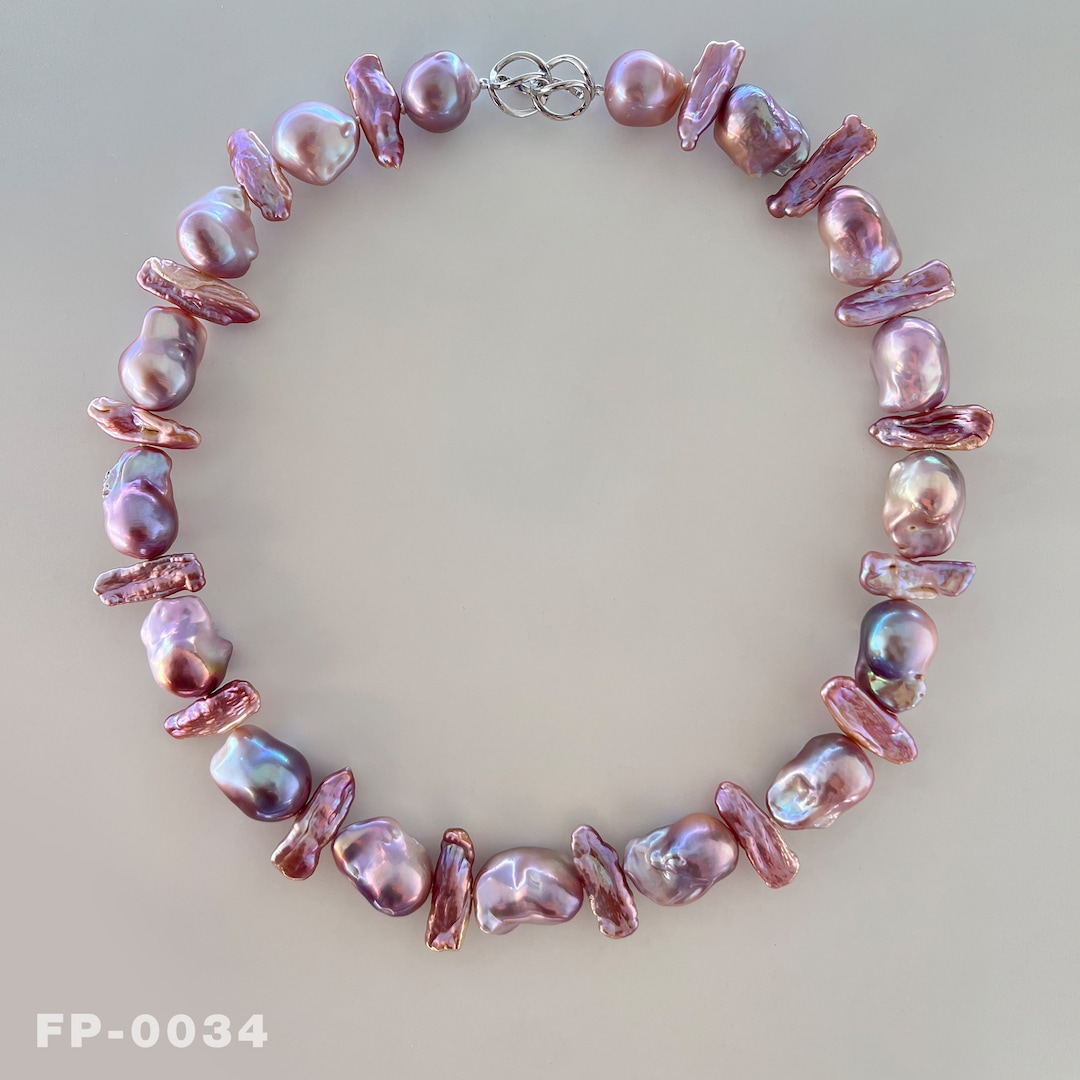 Large Pink Purple Fireball Pearls Flameball Natural Metallic Baroque ...