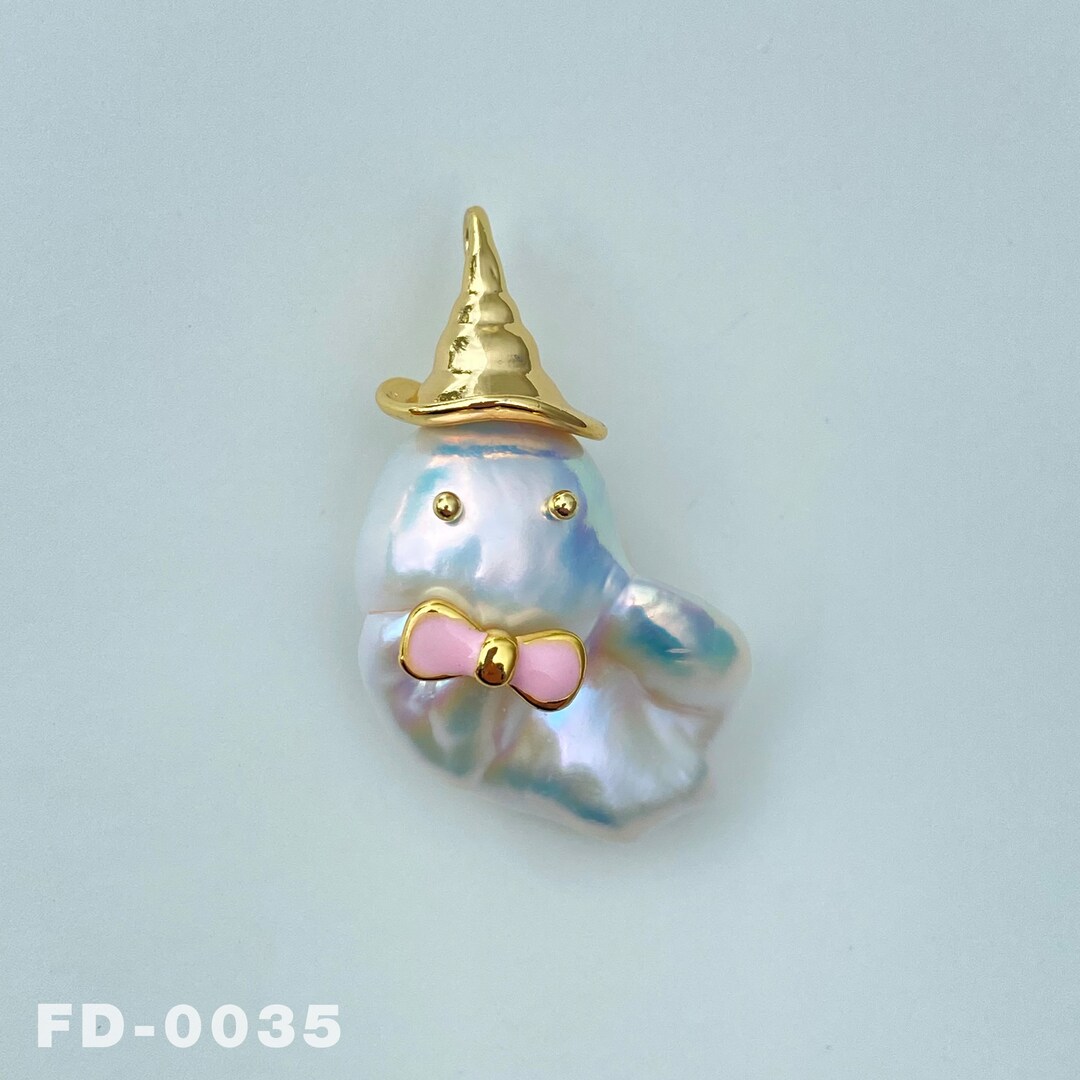 Handmade Cute Ghost Wizard Natural Freshwater Fireball Baroque Pearl ...