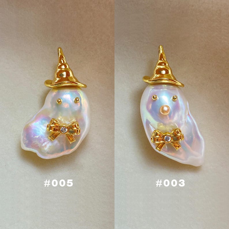 Handmade Cute Ghost Wizard Natural Freshwater Fireball Baroque Pearl ...