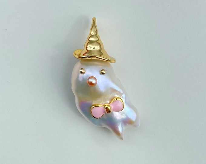 Cute Ghost Wizard Natural Freshwater Fireball Baroque Pearl Pendant ...