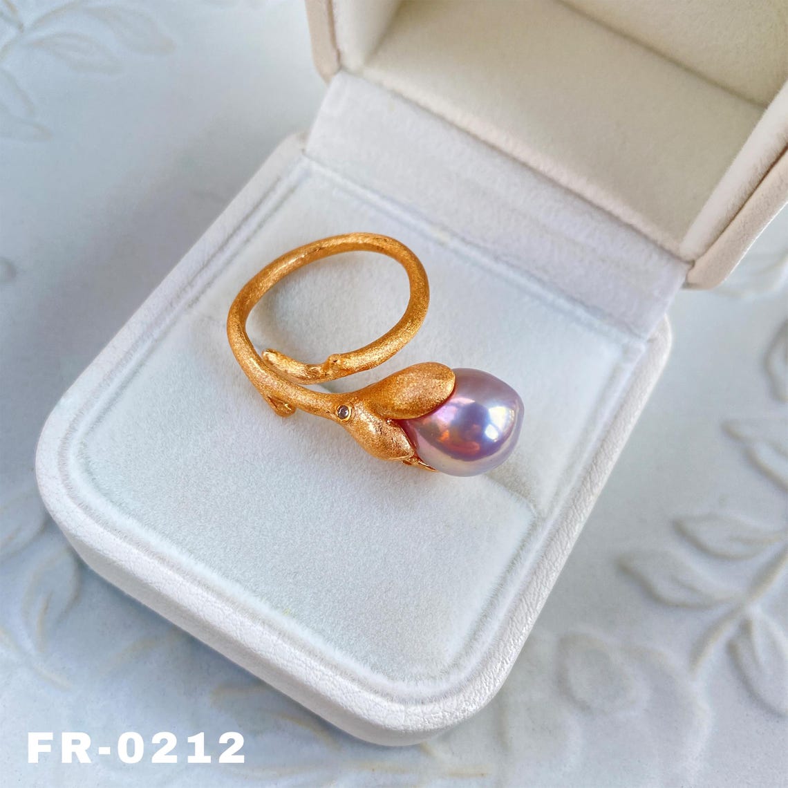 10mm Large Natural Freshwater Purple Pink Edison Pearl Ring ...