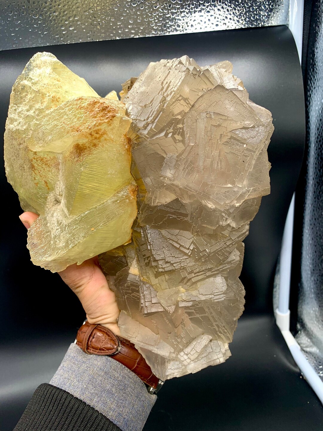 Huge Purple Color Phantom Flourite With Calcite Combined Specimen ...