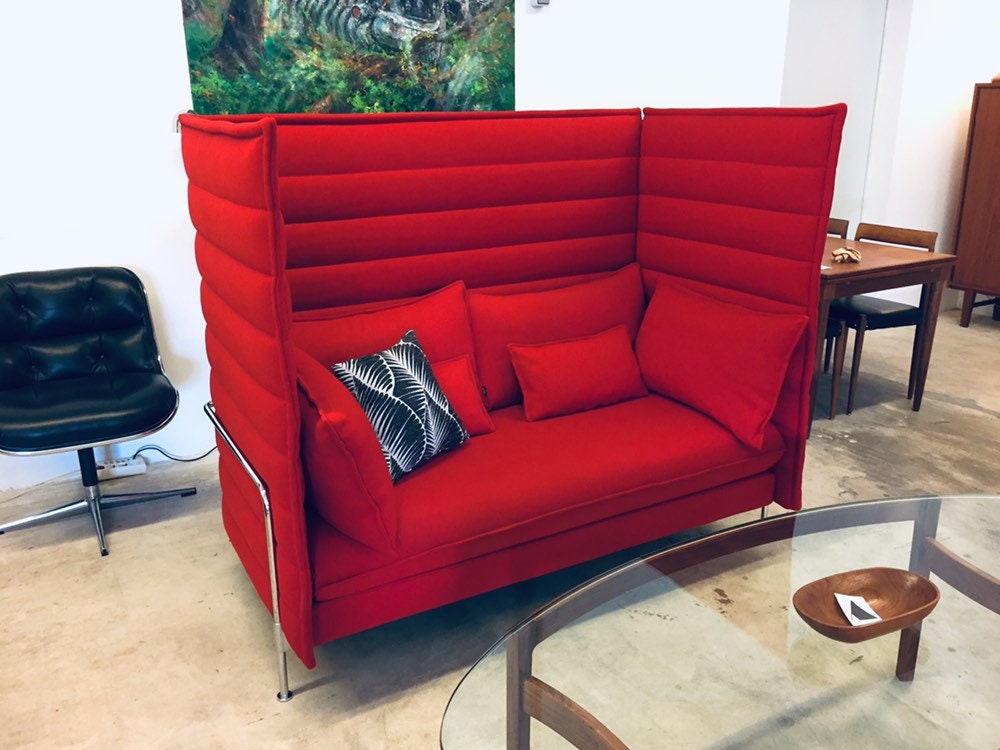 Atemberaubendes Original Vitra Alcove Highback 2 Sitzer Designer Sofa Laserrot Lounge Designklassiker zu Mid Century modern mit 7x Kissen Etsy