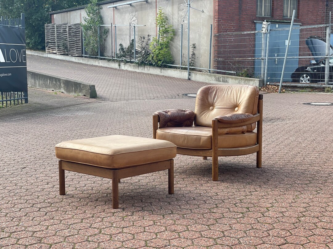 60s Rough Patina Leather Lounge Chair Leather Armchair Design Chair ...