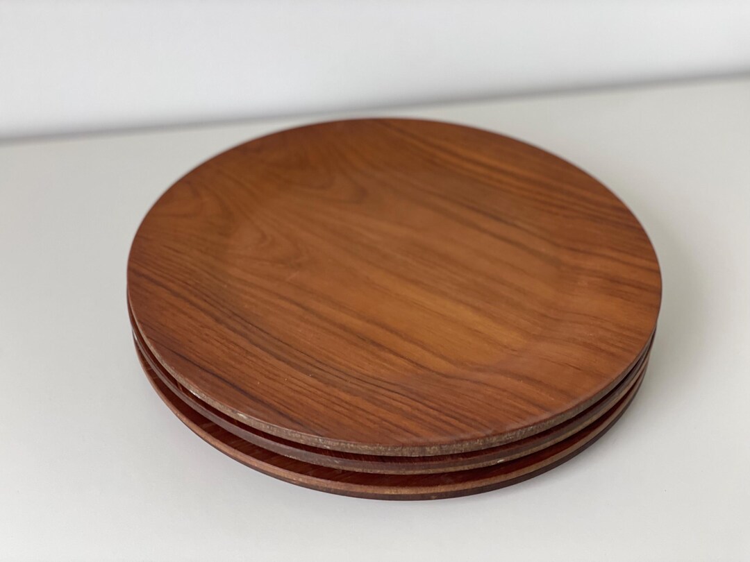 6x Danish Mid Century Teak Plates Vintage Decor - Etsy