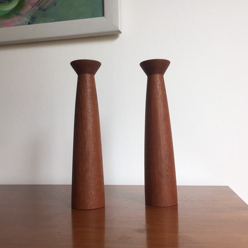Teak Candlesticks - Etsy