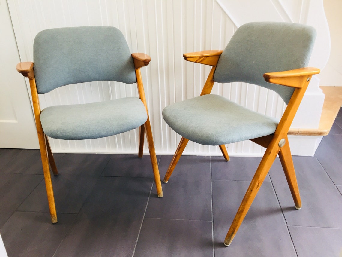 Set of 2 50s 60s Vintage Mid Century Chairs Armchair Triva - Etsy