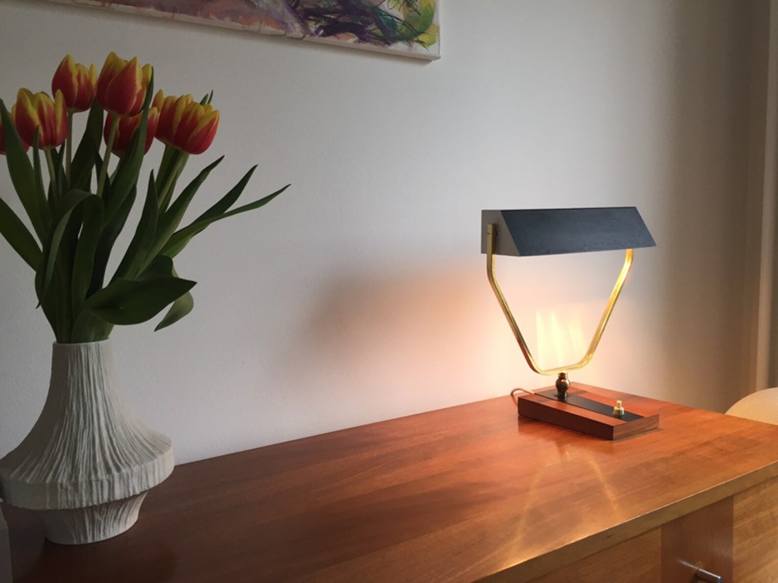 Rare 50s 60S Vintage Kaiser Idell Table Lamp for Sideboard to Teak Mid ...