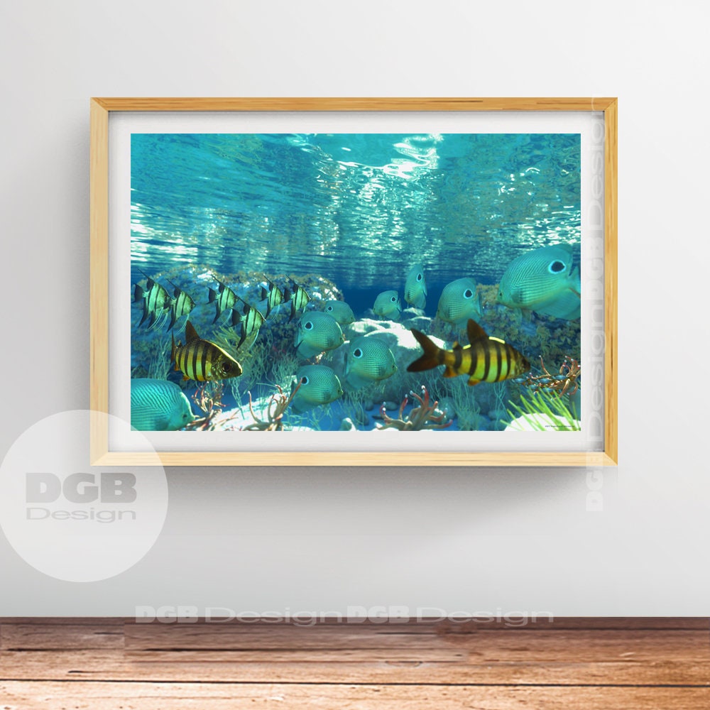 Tropical Art, Coral Reef Art , Undersea Print, Tropical Fish Reef Print ...