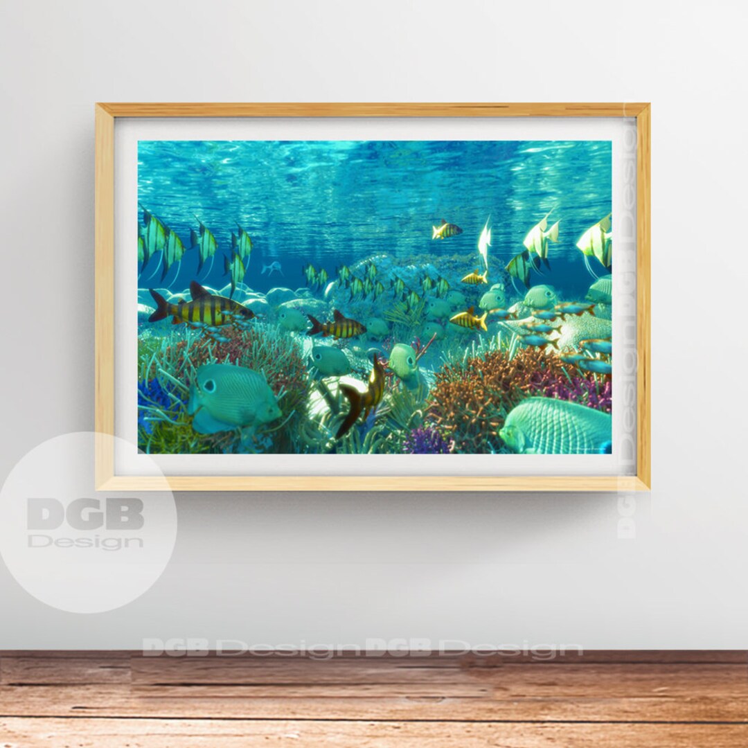 Tropical Art, Coral Reef Art , Undersea Print, Tropical Fish Reef Print ...