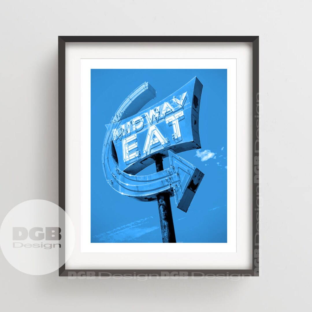 Blue Art Print, Kitchen Art Print, Vintage Retro Poster, Rustic Country ...