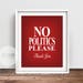 No Politics Sign, Funny Printable, Holiday Decor, PRINTABLE Art ...