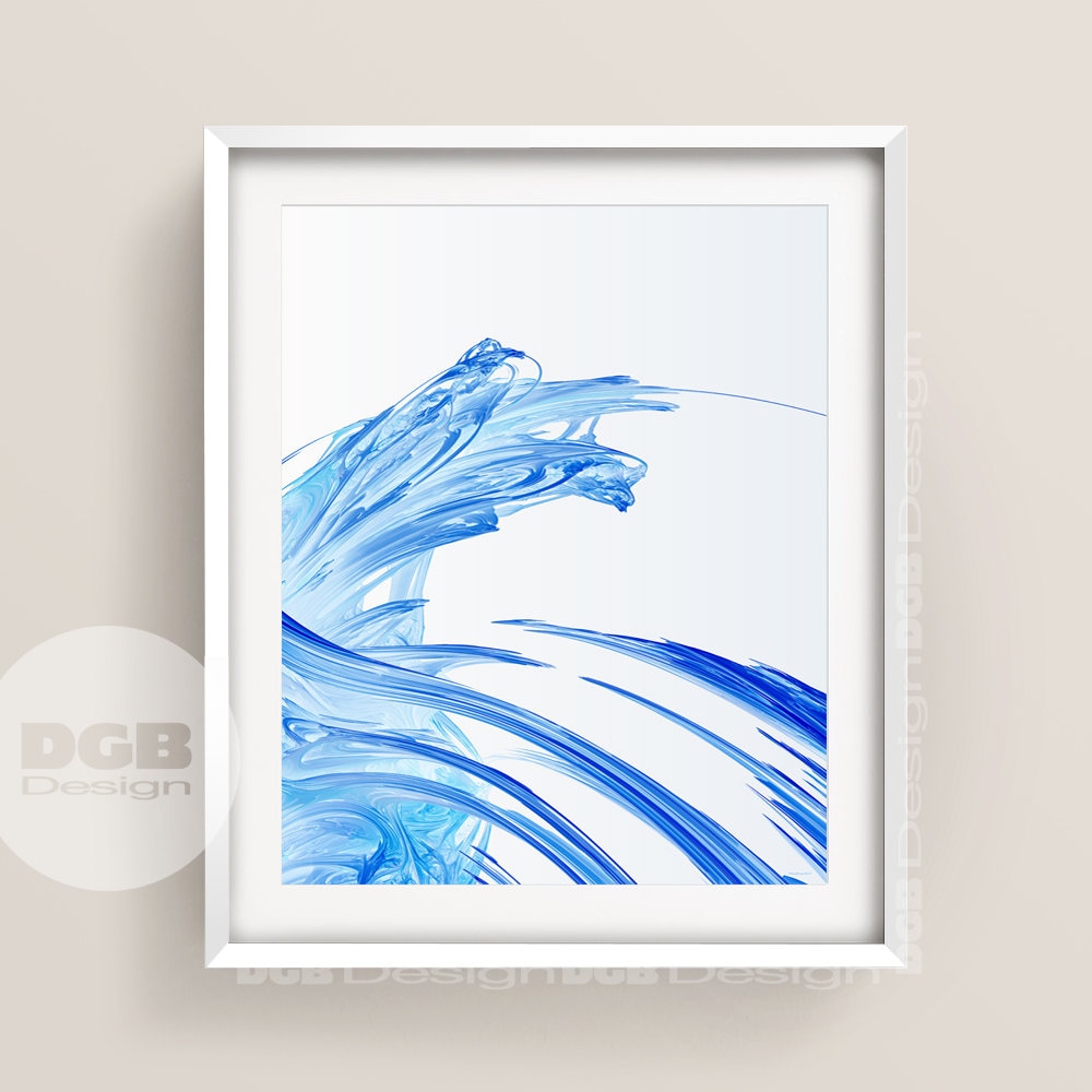 Ocean Waves Print, PRINTABLE ART, Nature Print, Photography, Blue Wall ...