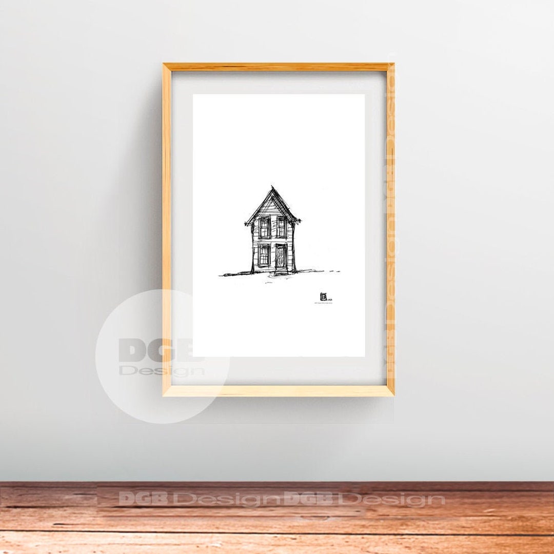 Little House Drawing Wall Art, Small House Art Print, Classic Doug's ...