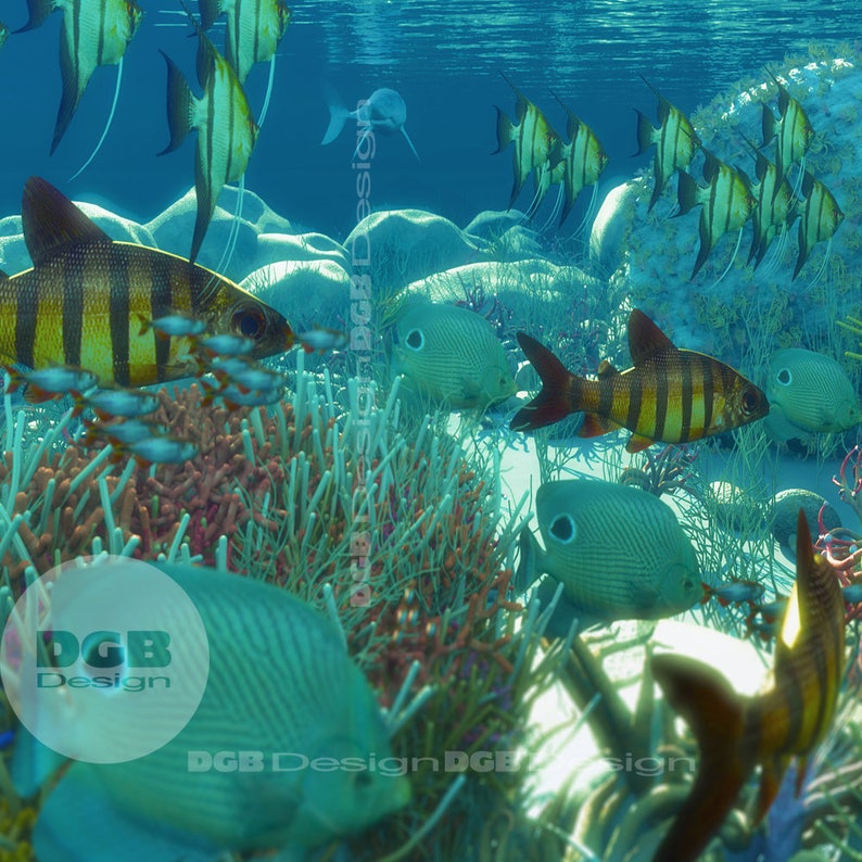 Tropical Art, Coral Reef Art , Undersea Print, Tropical Fish Reef Print ...