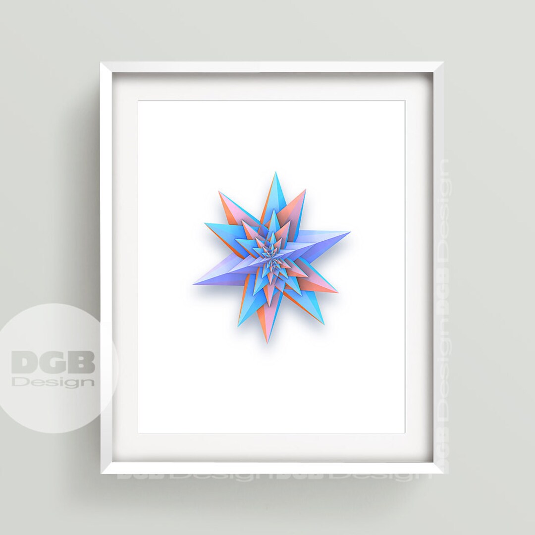 Sacred Star, Scandinavian Minimalist Printable, Fractal Art Poster ...