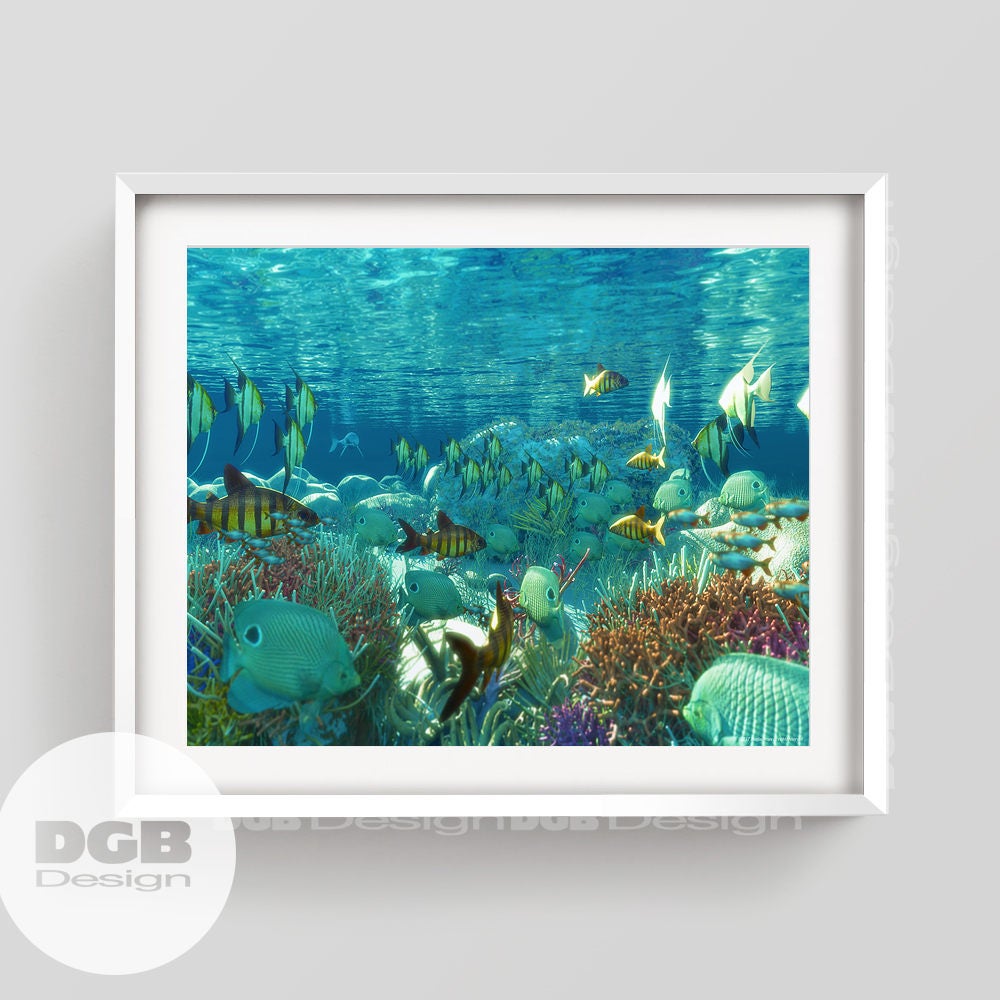 Tropical Art, Coral Reef Art , Undersea Print, Tropical Fish Reef Print ...