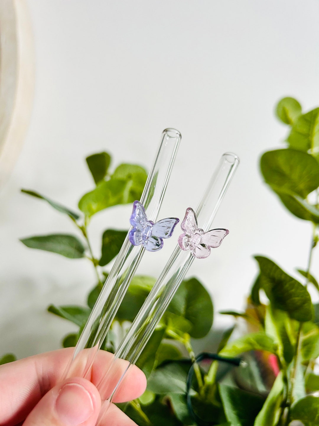 Glass Butterfly Straws Glass Straw Tumbler Mothers Day Gift - Etsy