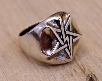 Satanic Trapezoid Sterling Silver Ring | Etsy