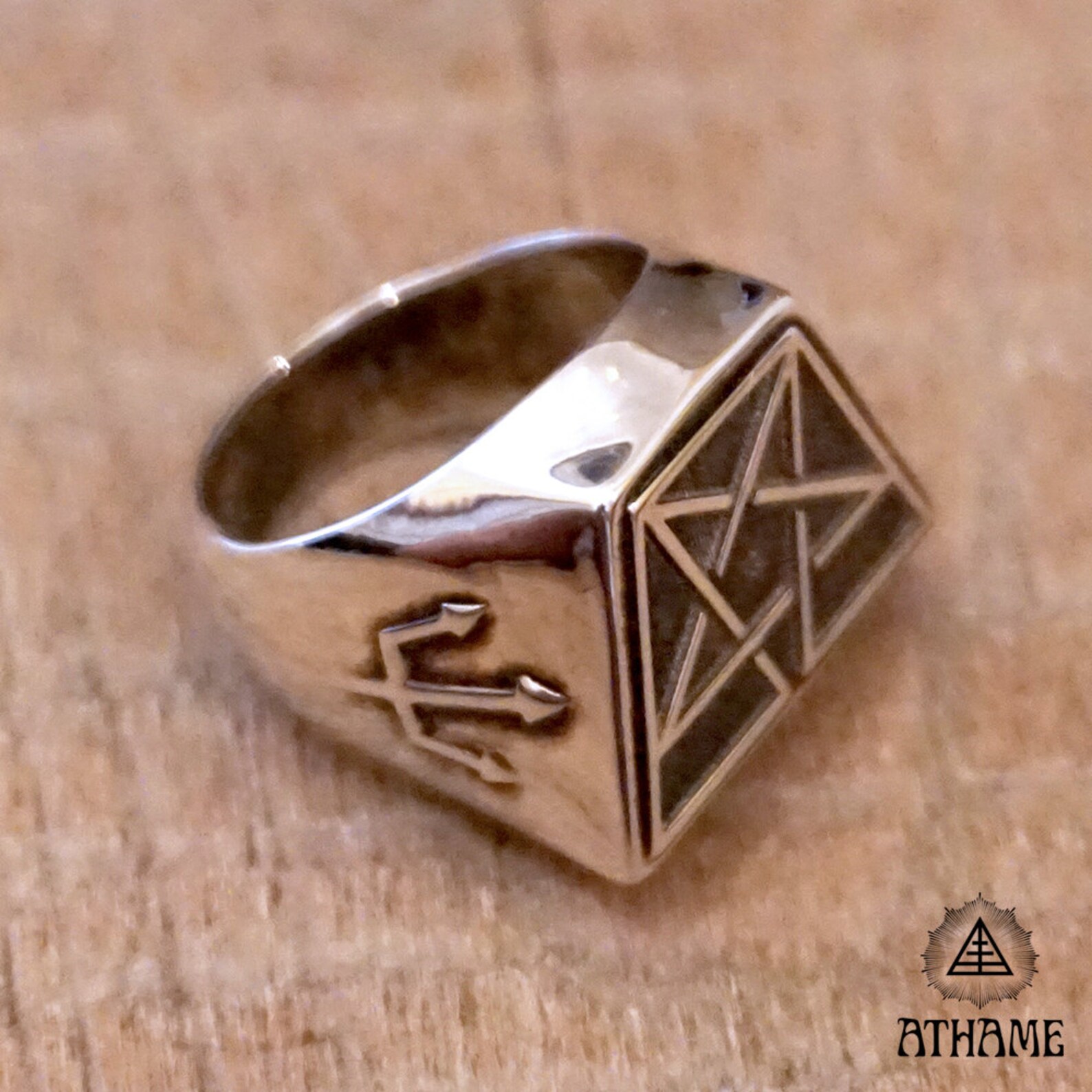 Satanic Trapezoid Sterling Silver Ring - Etsy