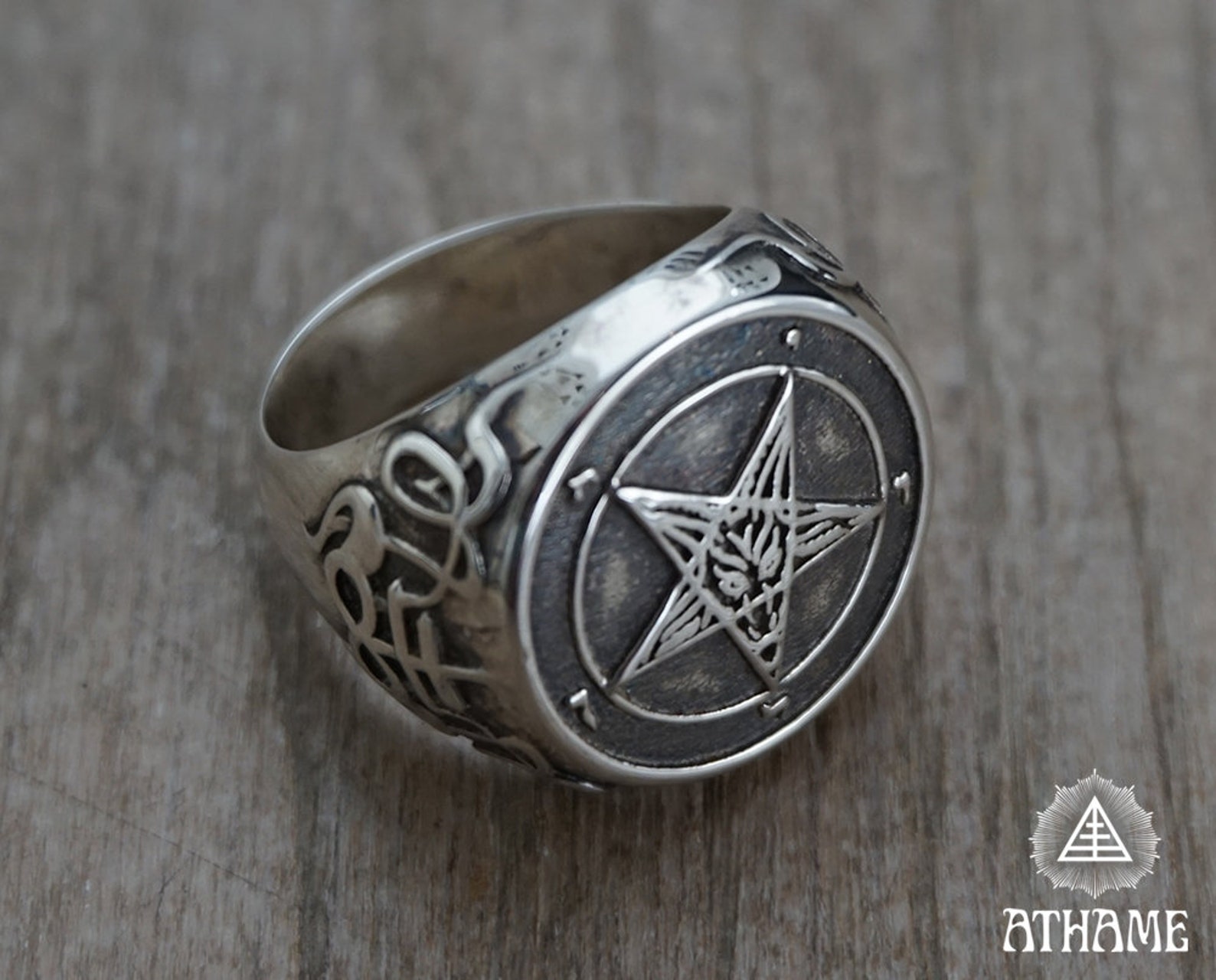 Satanic Sterling Silver Ring - Etsy