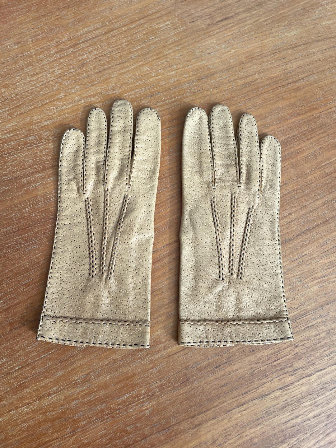 Vintage Leather Gloves, Tan Leather Gloves, Brown Leather Gloves ...