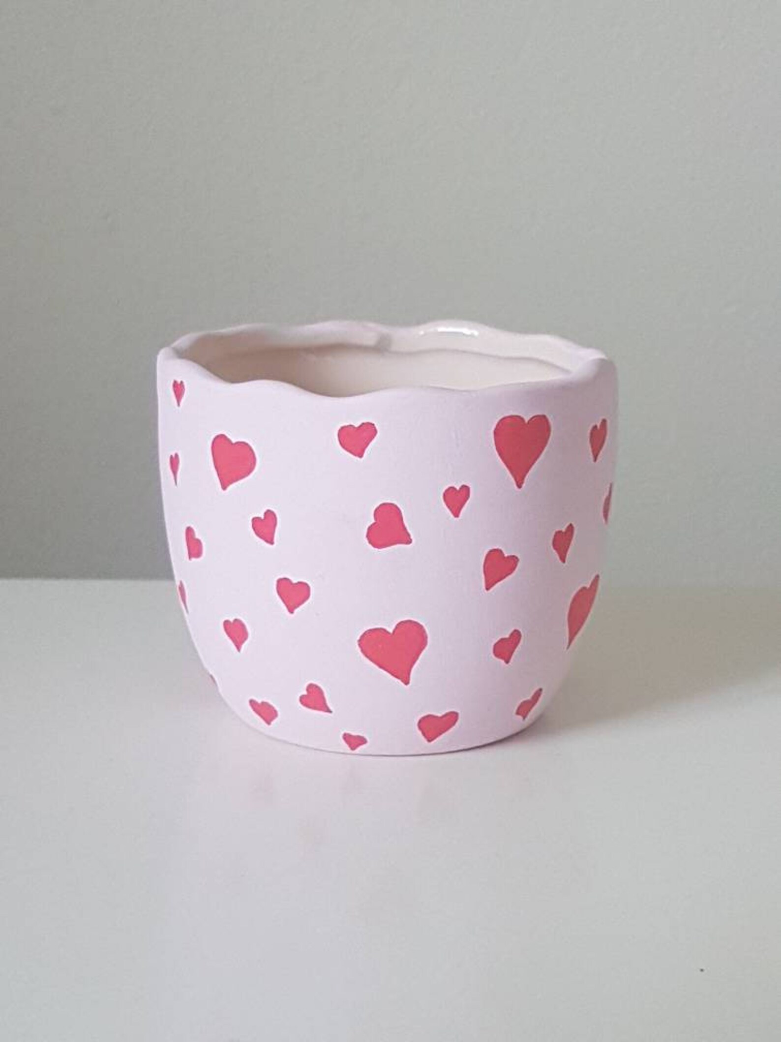 Valentine Heart Pot - Hand Painted Flower Pot - Small Planter - Egg ...