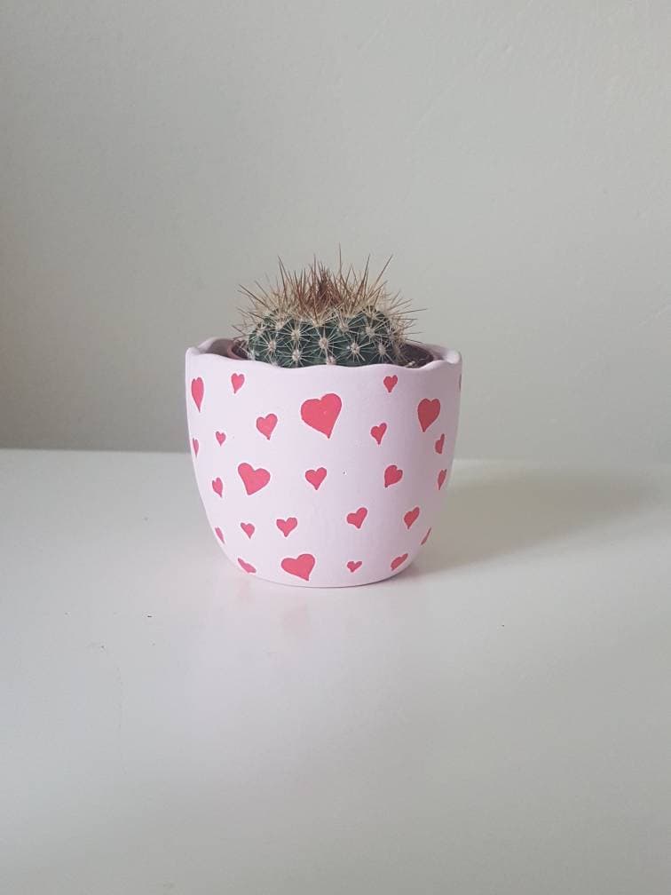 Valentine Heart Pot - Hand Painted Flower Pot - Small Planter - Egg ...