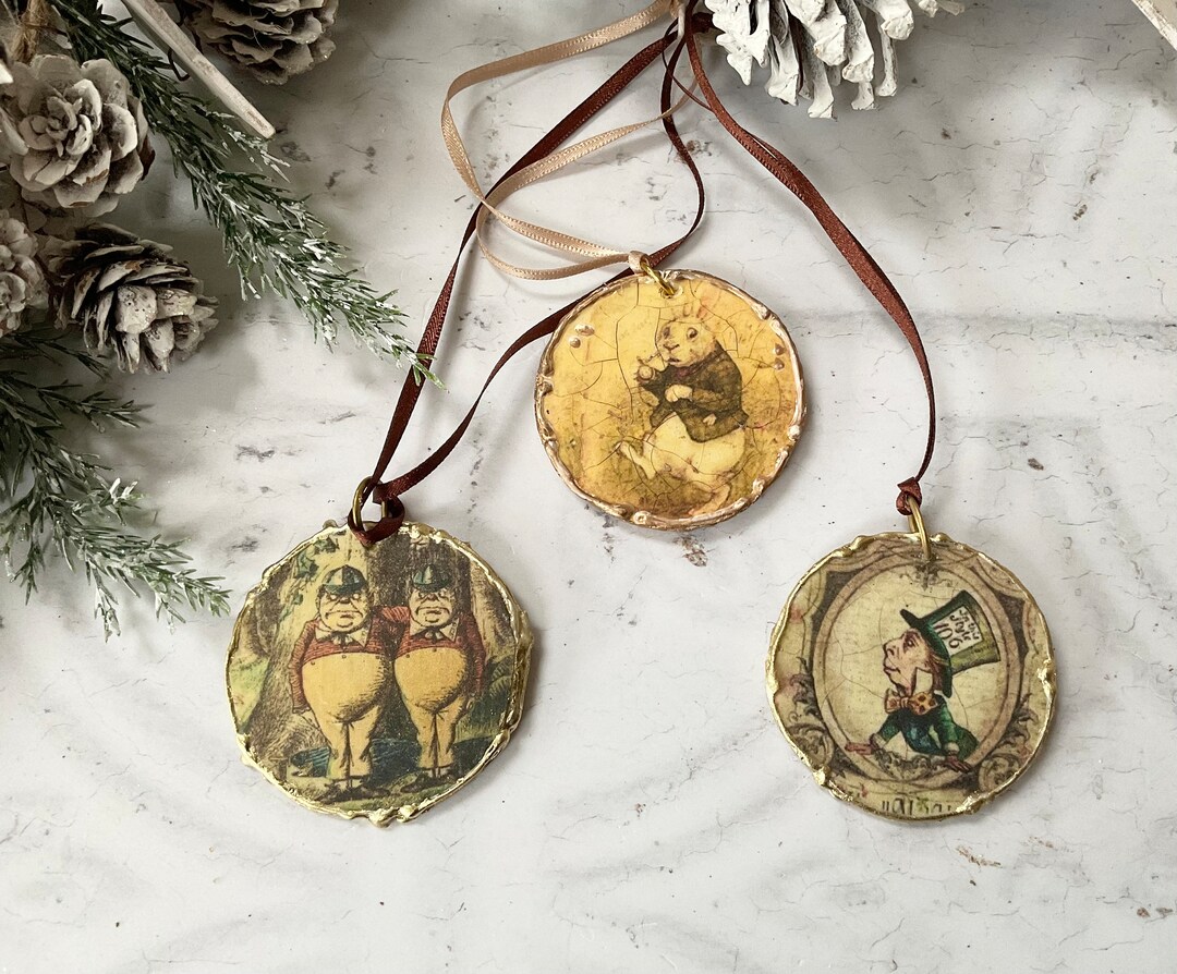 Vintage Alice in Wonderland Hangers, Set of 3 Handmade Decorations ...