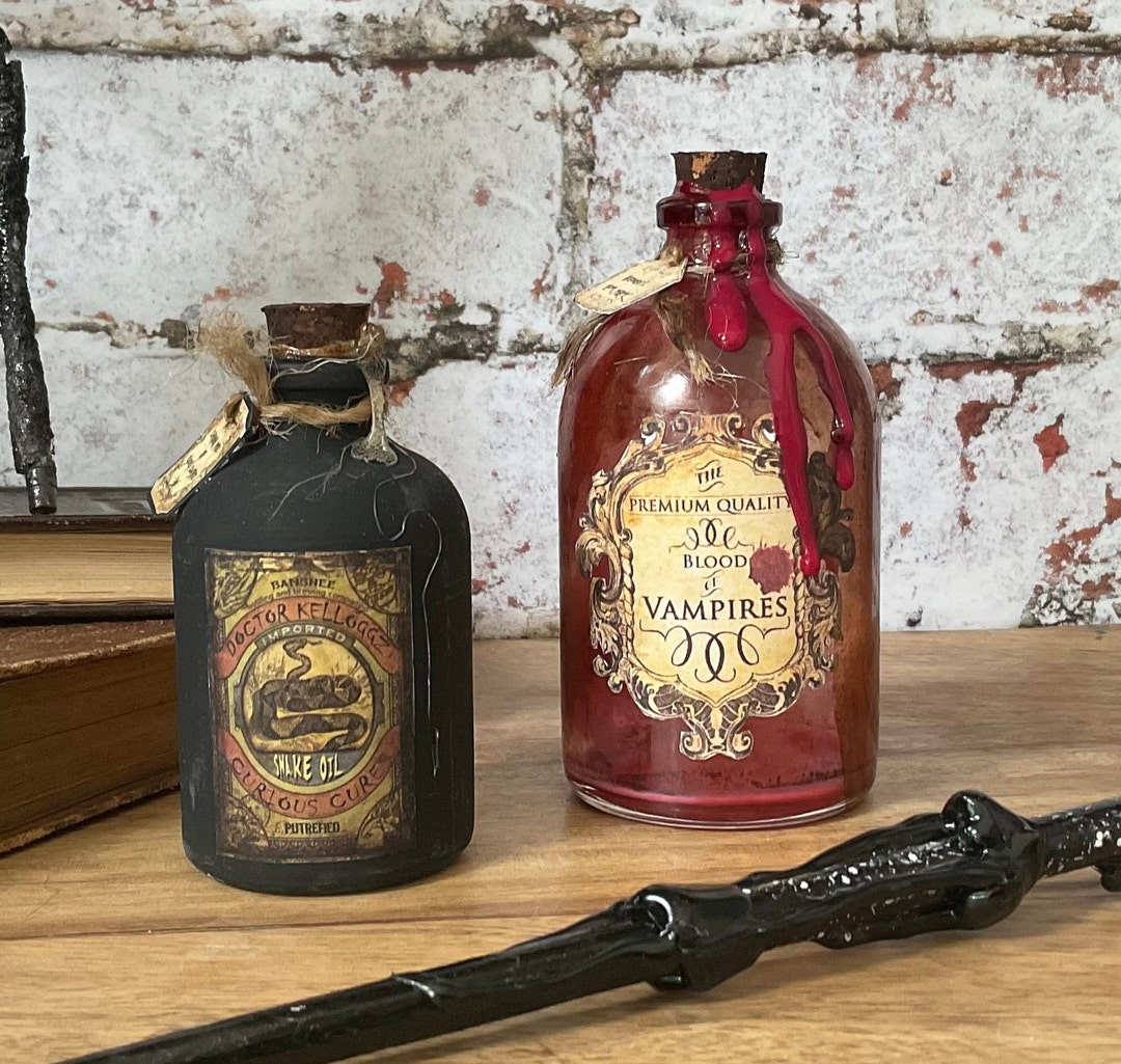 Halloween Apothecary Bottles Miniature Vampire Blood Spooky - Etsy