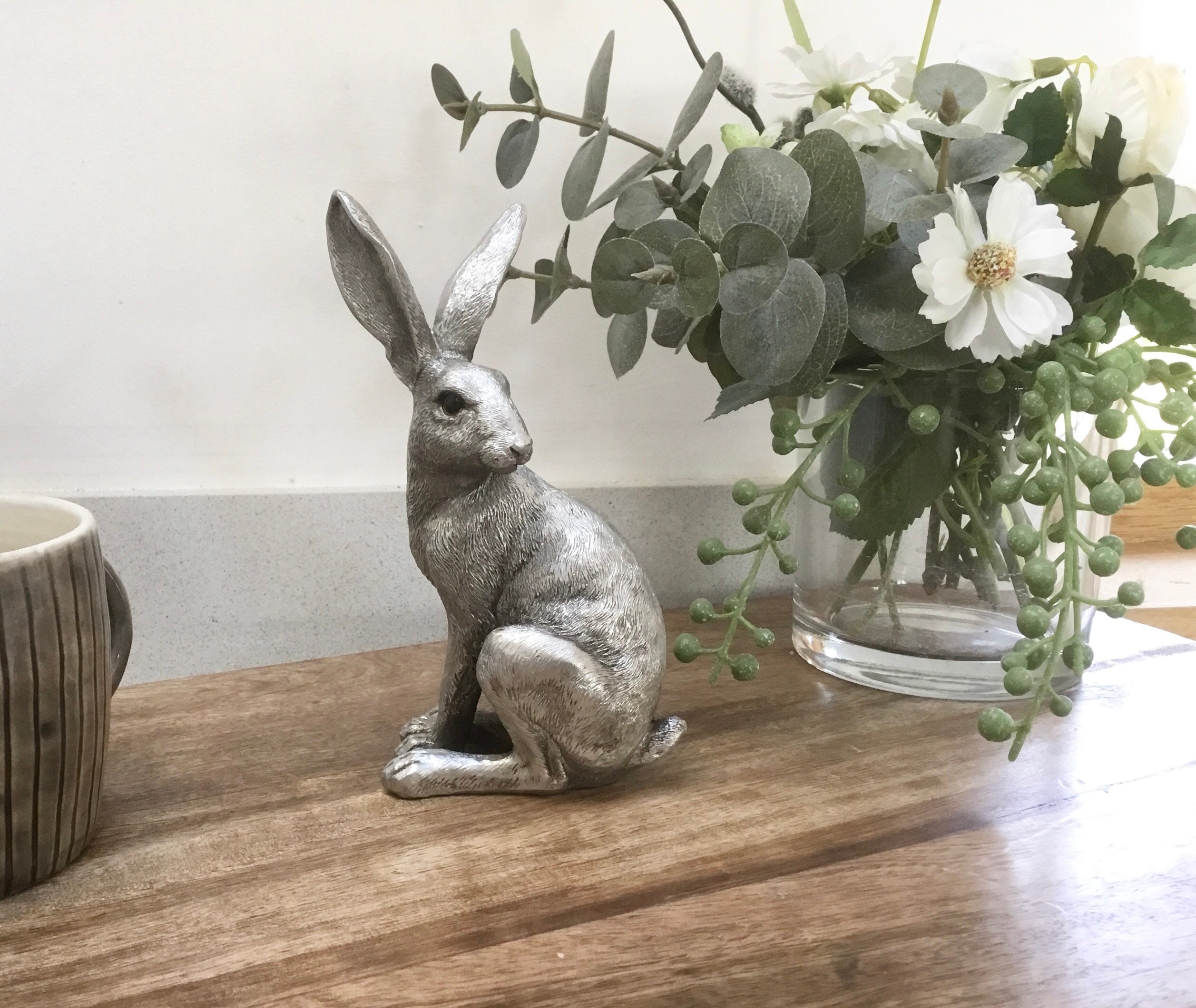 Hare Sculptures Silver Hare Ornaments English Countryside | Etsy