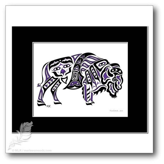 Haida Style Buffalo Art Print tonnant Pacific | Etsy