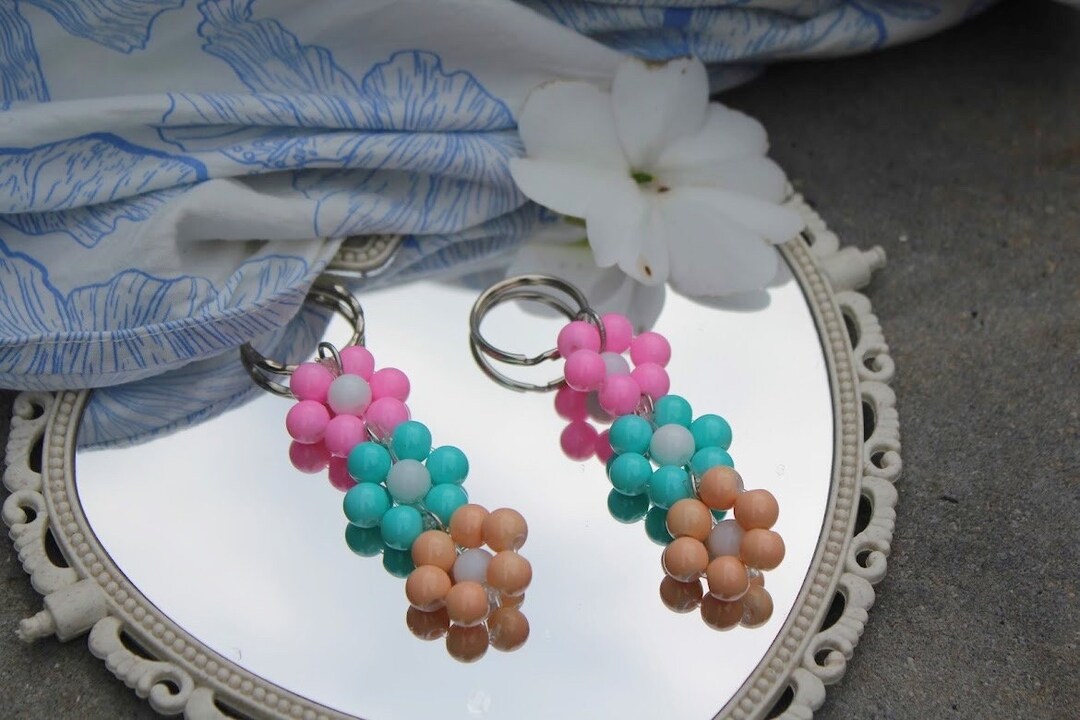 Bright Flower Keychain Beaded Keychain Floral Keychain Teen Keychain - Etsy