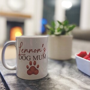 Dog Mum Custom Mug With Paw, Dog Mum Gifts, Dog Mum Mug, Personalised ...