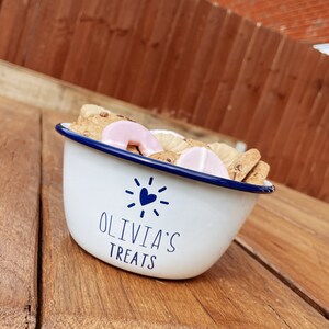 Treats Bowl Personalised Enamel Bowl, Personalised Snack Bowl, Custom ...