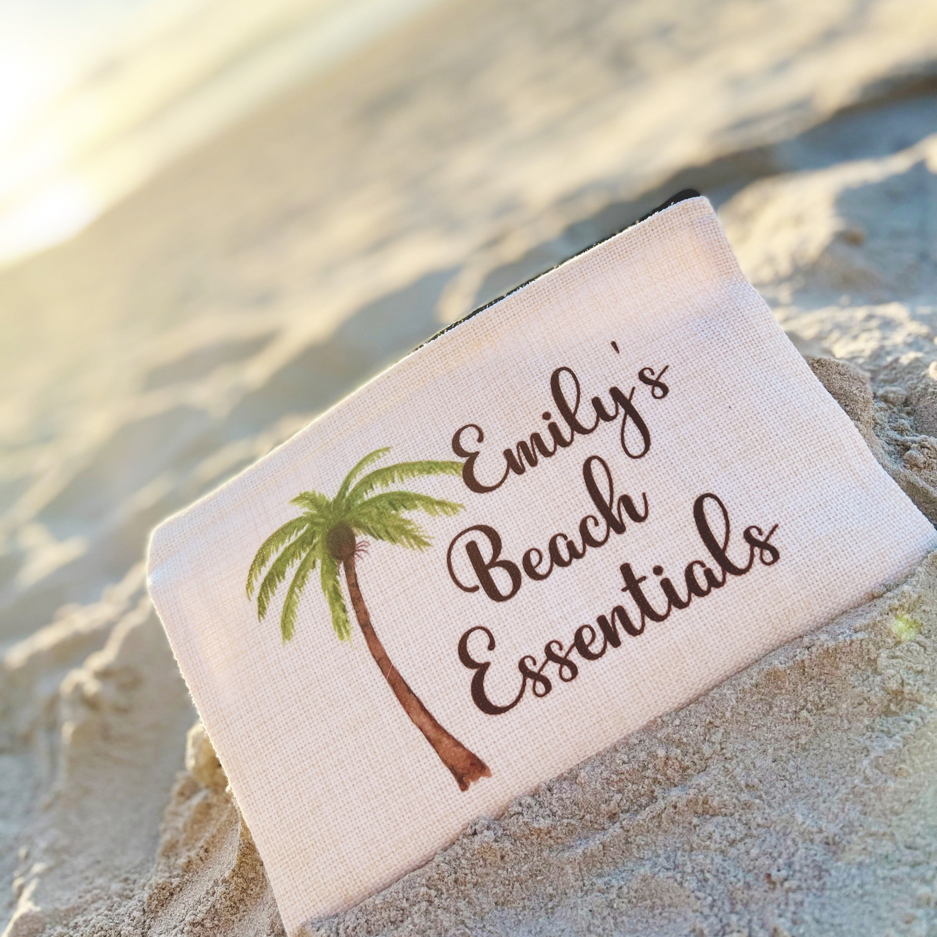 Palm Tree Named Beach Essentials Pouch Beach Pouch, Holiday Pouch ...