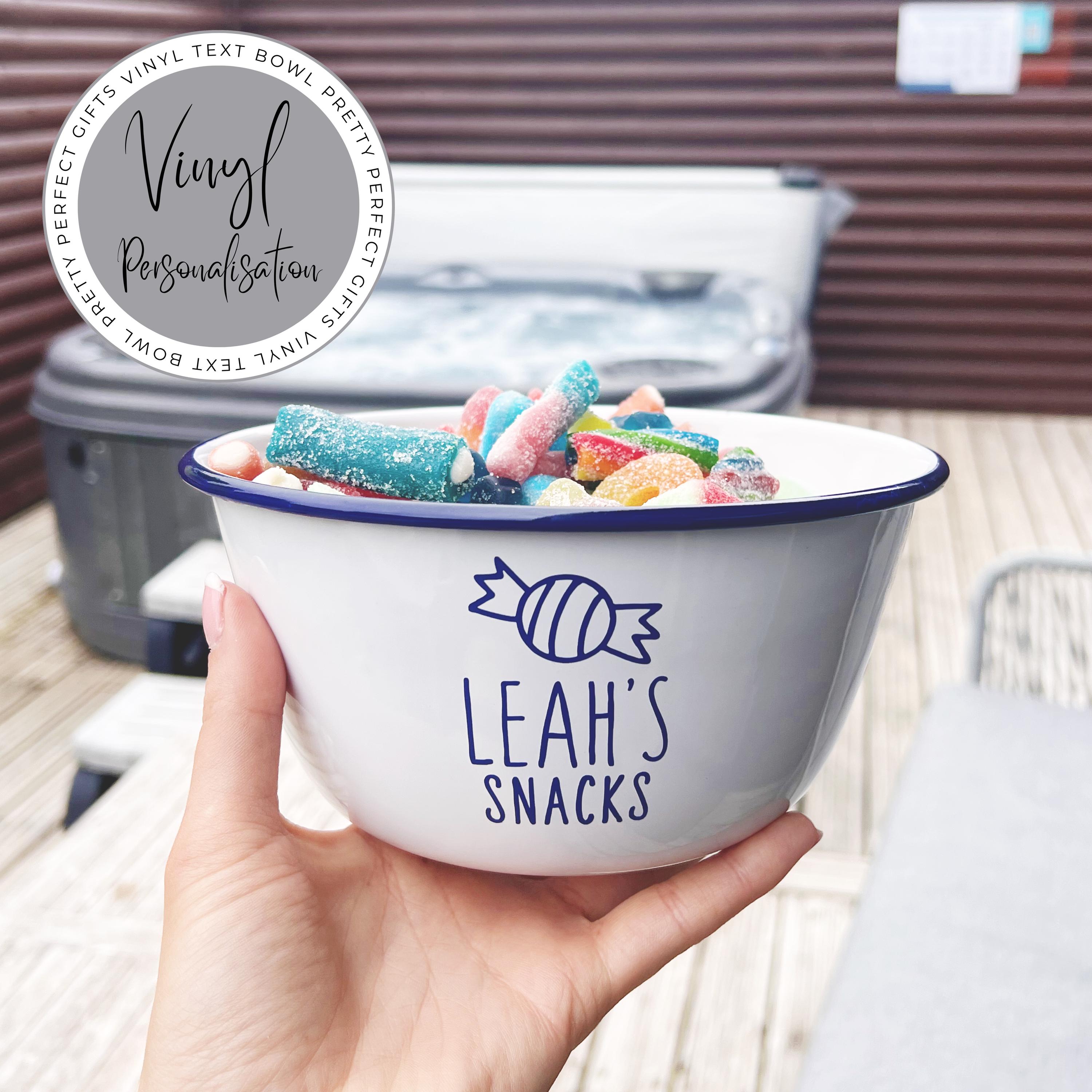Snacks Personalised Sweets Icon Bowl, Personalised Bowls, Enamel Bowl ...