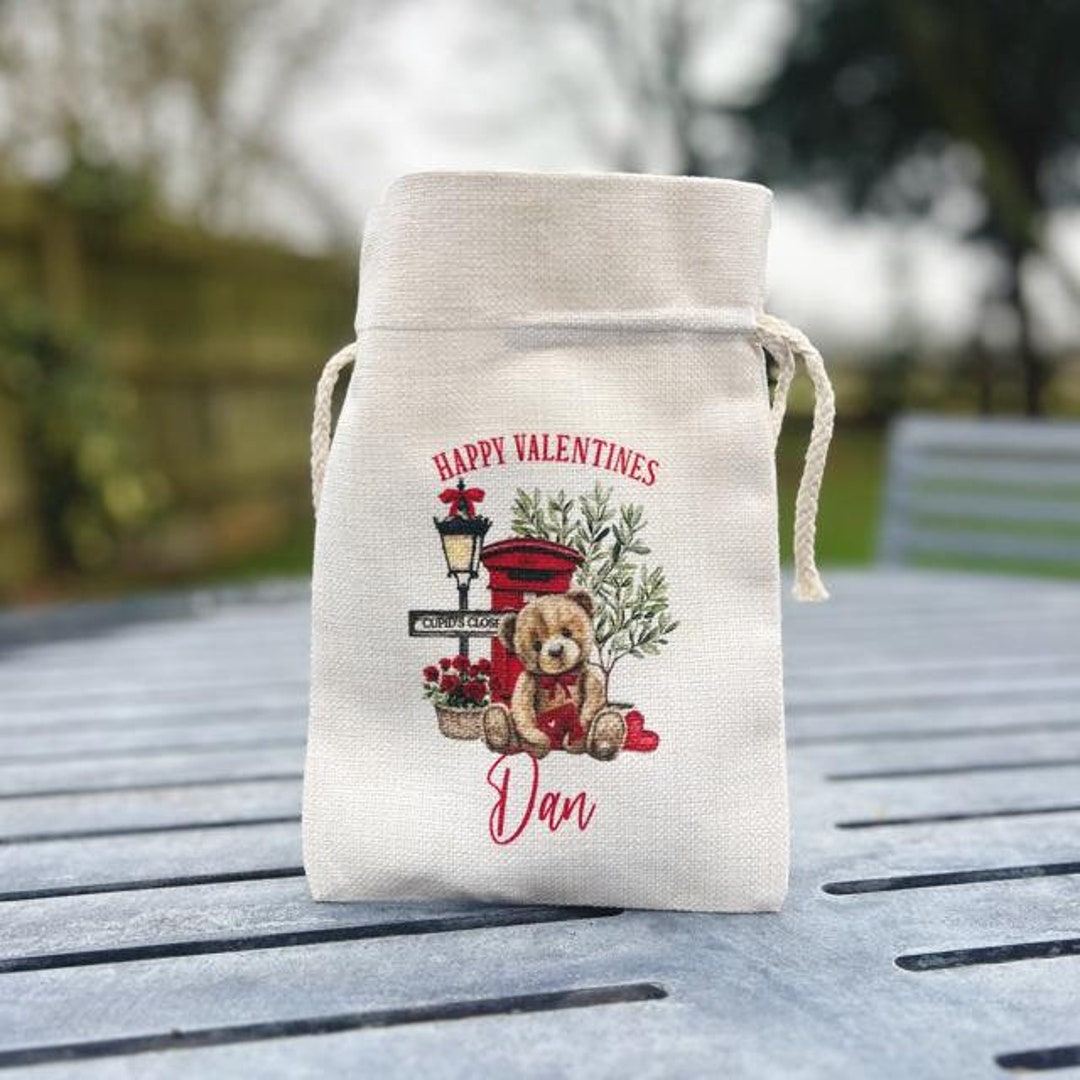 Cupid Lane Valentines Personalised Drawstring Pouch, Valentines Gifts ...