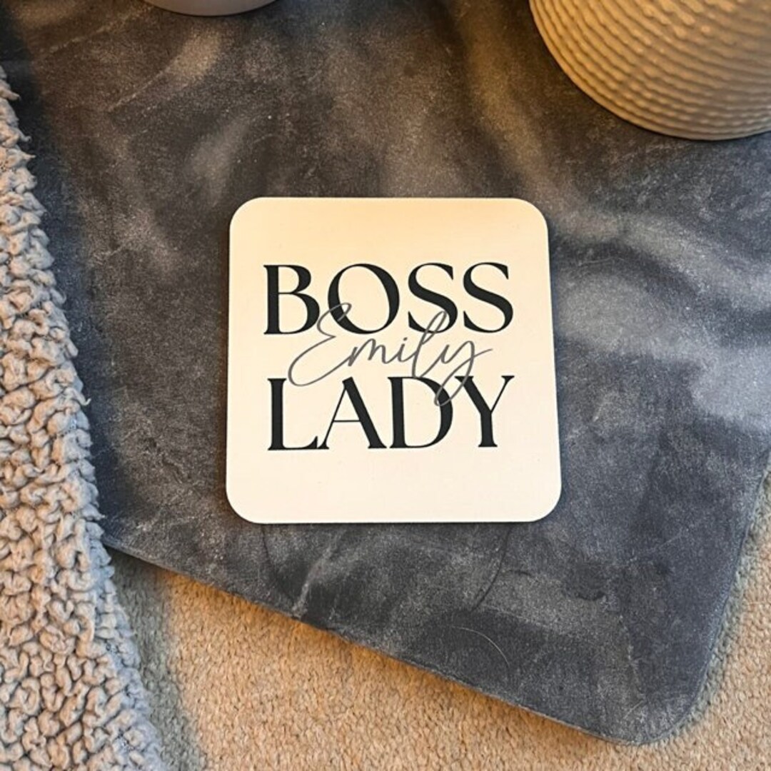 Boss Lady Personalised Coaster, Boss Lady Gifts, Boss Gifts, Office ...