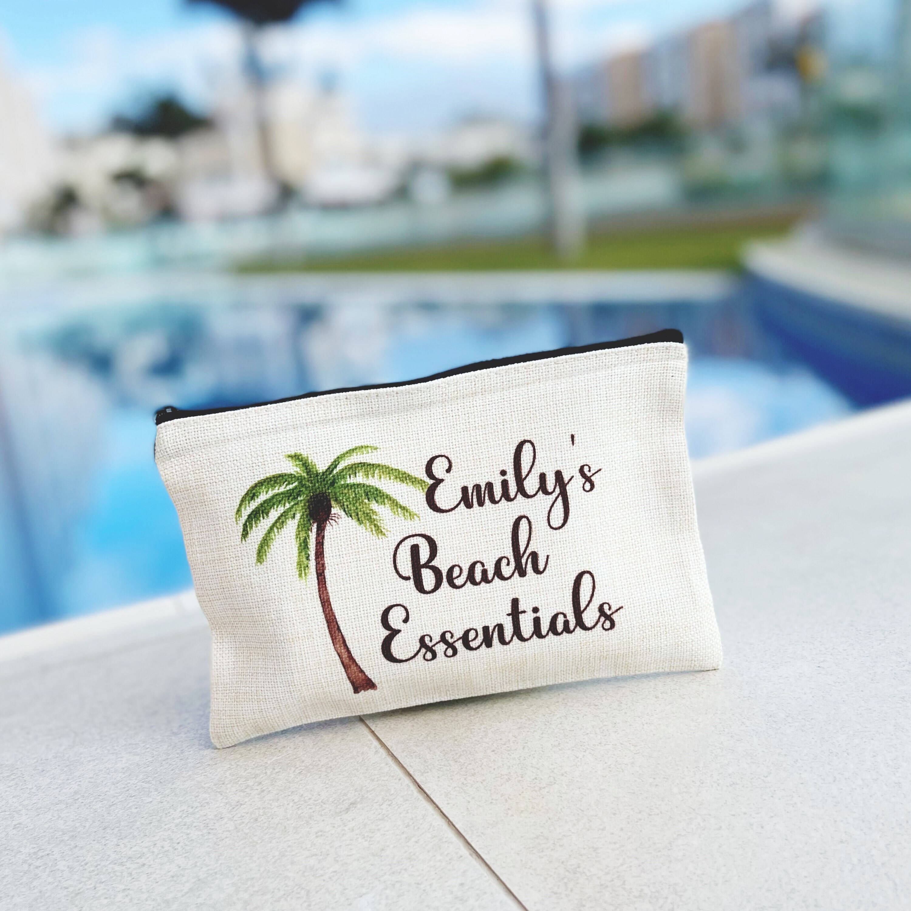Palm Tree Named Beach Essentials Pouch Beach Pouch, Holiday Pouch ...