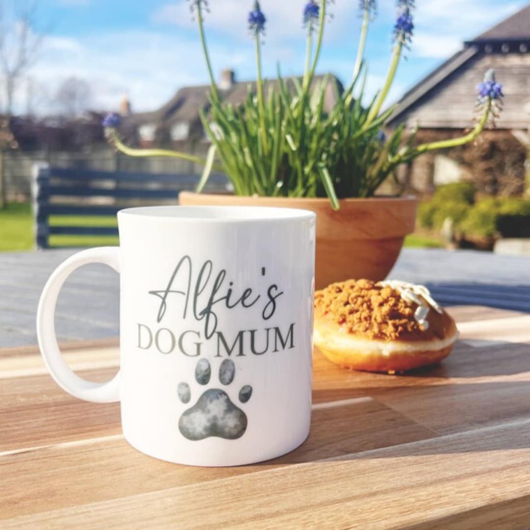 Dog Mum Custom Mug With Paw, Dog Mum Gifts, Dog Mum Mug, Personalised ...