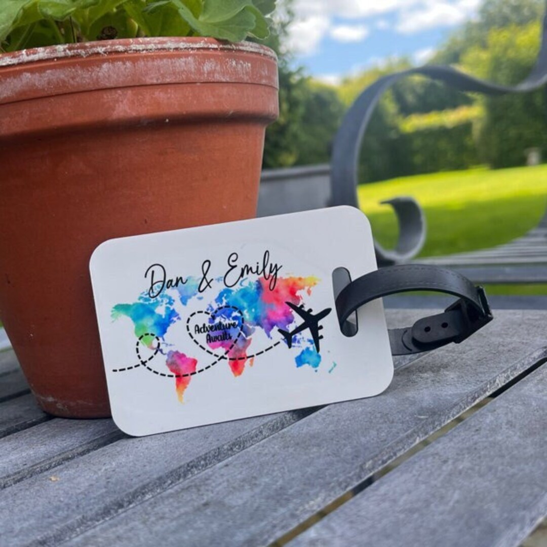 Colourful World Map Personalised Luggage Tag, Map Luggage Tag, World ...