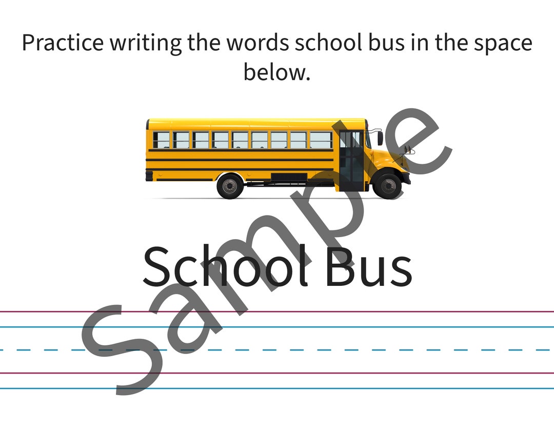 Back to School School Bus Writing Worksheet - Etsy