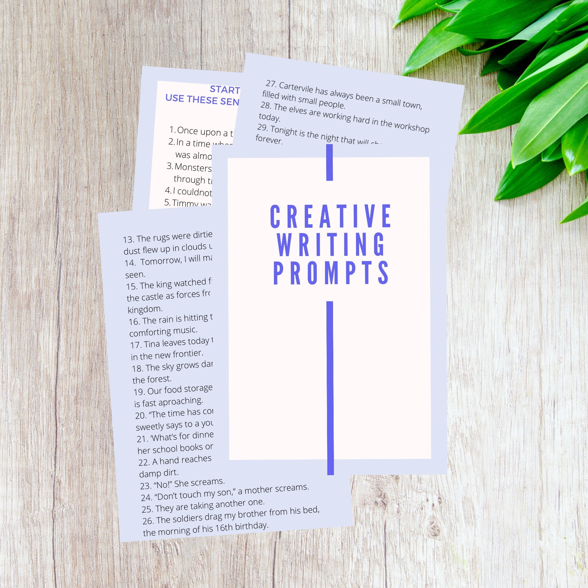 Printable List of 31 Creative Writing Prompts - Etsy