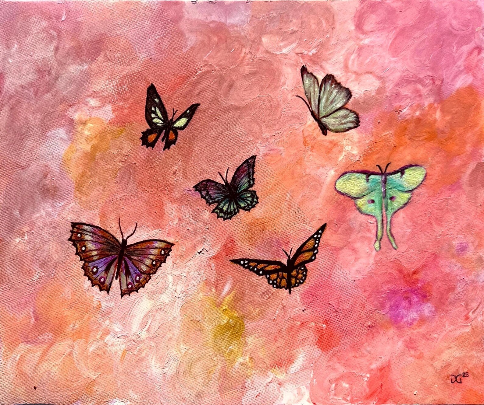 Butterfly Art Print: Hand-painted Acrylic Design - Etsy