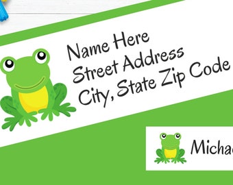 Printable Green Frog Address Labels, Cute Frog Personalized 2 5/8 X 1 ...